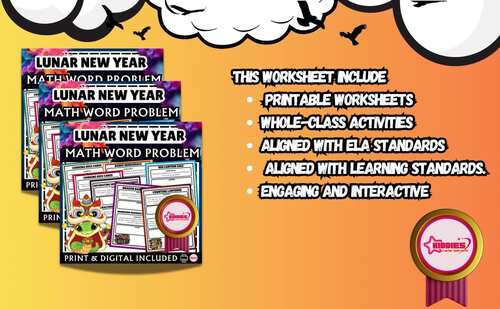Chinese Lunar New Year Math Word Problem Activities 3rd,4th,5th,6th,7th ...