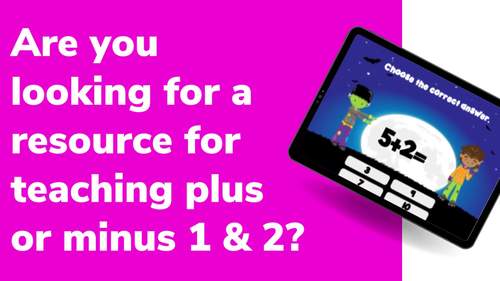 Plus and Minus 1 and 2 Halloween Digital Boom Task Cards by Fiddleheads