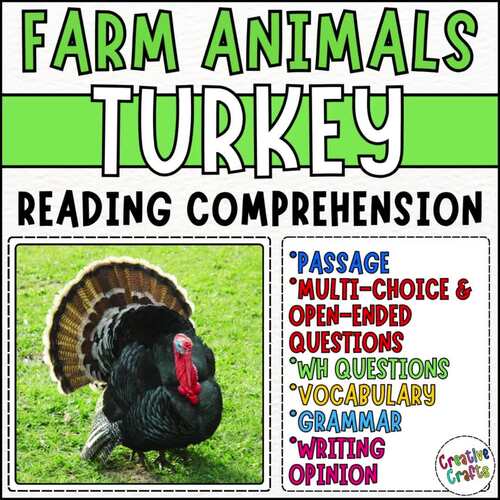Turkey Farm Animals Reading Comprehension Passage and Questions 3rd Grade