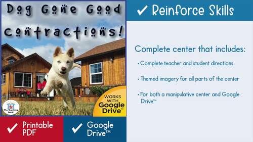 Dog Gone Good Contractions Literacy Center by The Teaching Bank | TPT
