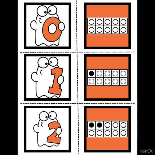 Halloween Numbers to 10 Matching Cards | Ghost & Mummy Ten-Frame Activity