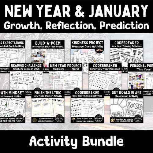 BUNDLE of New Year ELA Activities for Goals, Expectations & Reflection