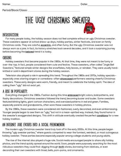 The Ugly Christmas Sweater: A Middle School ELA Bundle by Megan and the ...