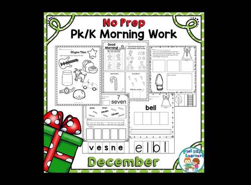 December Morning Work for Kindergarten | Language Arts & Math | PreK ...