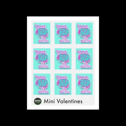 Printable Valentine's Day Cards Your Brain is Beautiful Neurodiversity PDF