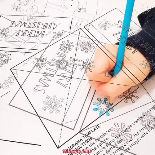 Christmas Vocabulary Coloring Page Word Search and Triorama Craft ESL