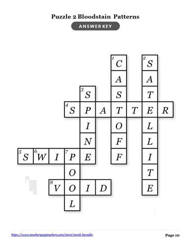 Forensic Science Blood Basics and Spatter Analysis Vocabulary Crosswords