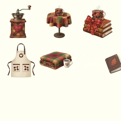 Autumn Cafe PNG • 20 Digital Clipart Files • Transparent Background