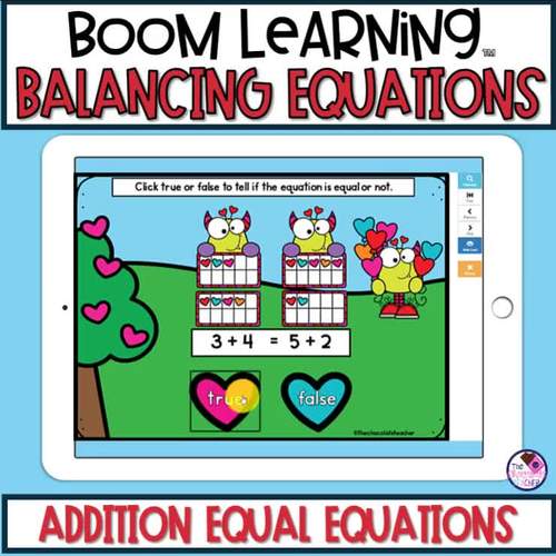 Balancing Equations Addition BOOM Cards™ Valentines Equal Equations ...