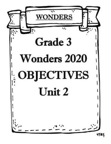 McGraw-Hill Wonders 2020 Grade 3 Unit 2 I Can Statements Objectives