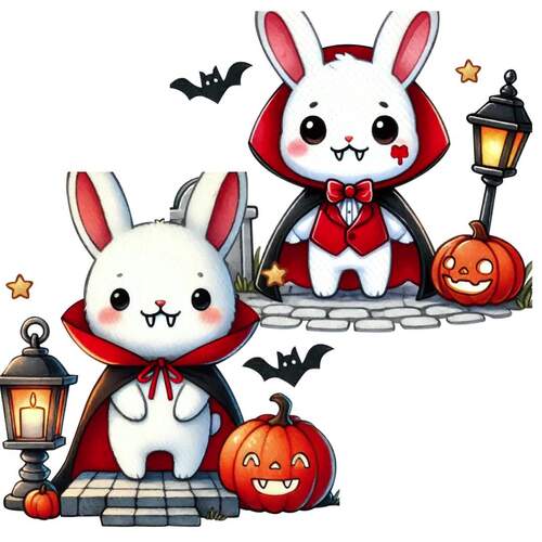 10 Halloween Bunny Clipart PNG Set by V Design Art Shop | TPT