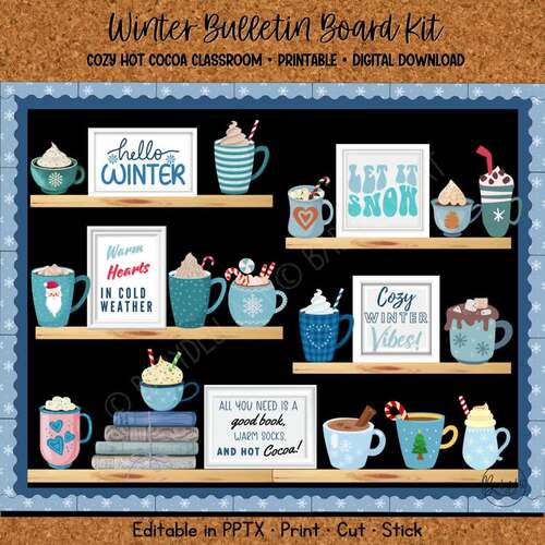 Winter Bulletin Board Kit: Hot Cocoa Theme | Warm Winter Classroom Decor