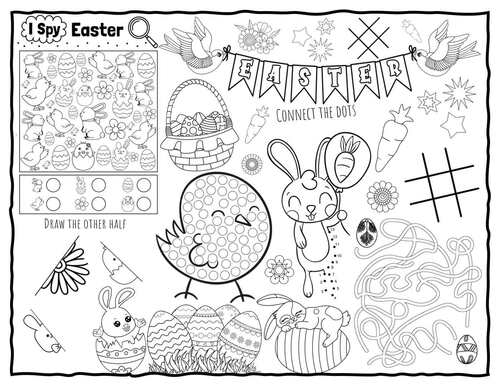 Easter Coloring Sheet Placemat (US Letter /US Poster) by Three Little ...