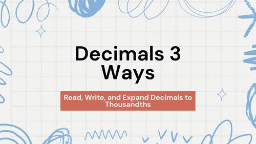 Decimals Three Ways – Read, Write, and Expand Decimals to Thousandths