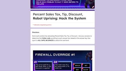 Percent, Sales Tax, Tip, and Discount Google Activity Digital Math ...