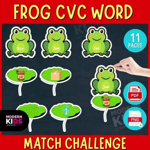Frog CVC Word Match Challenge by ModernKids LearningPress | TPT