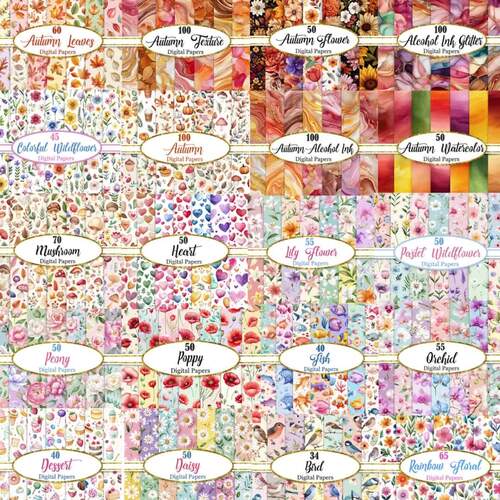 Digital Paper Bundle, Background, Pattern, Texture by PinkPearly Design