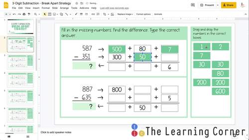 Break Apart Subtraction for 3-Digit Numbers | Digital Resource | TPT