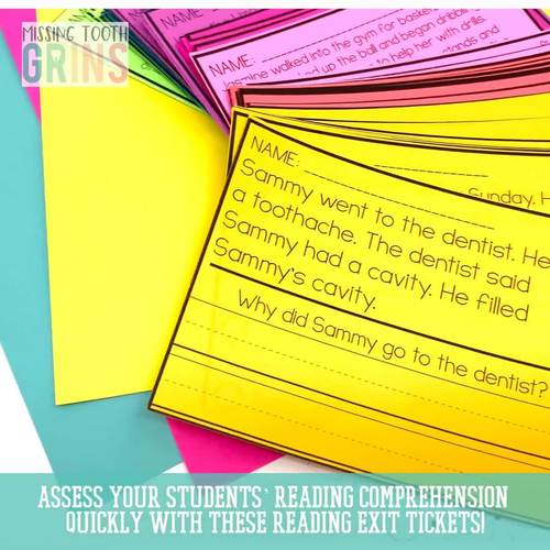Reading Comprehension Exit Tickets 1st Grade RL Standards | TPT