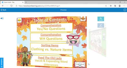 ...Old Lady Who Swallowed Some Leaves Book Language Companion BOOM cards