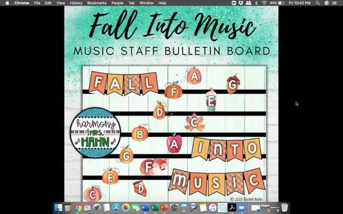 Fall Into Music Staff Bulletin Board by Harmony with Mrs Hahn | TPT
