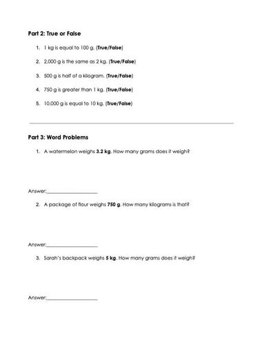 Converting Grams & Kilograms – Practice & Word Problems | Grade 5 ...