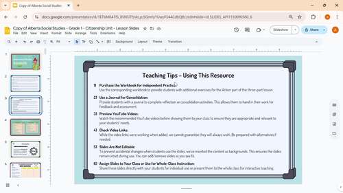 Grade 1 - Citizenship Unit - Google Lesson Slides - NEW Alberta Social ...