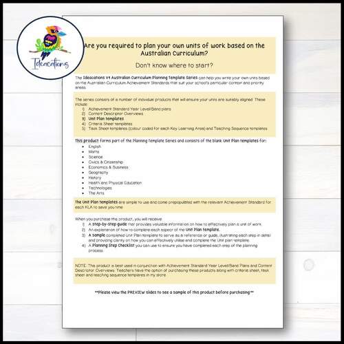 V9 Australian Curriculum Unit Plan Templates - Year 7 & 8 Bundle Pack