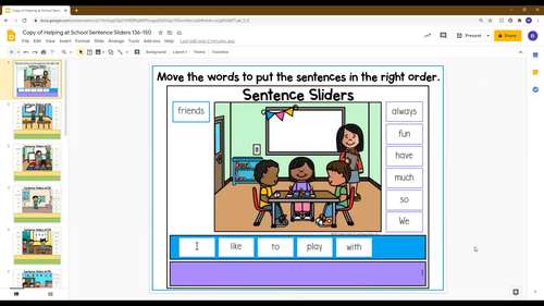 Sentence Building for Google Slides™: Helping at School by Resource Ranch