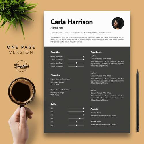 Modern Resume - Carla Harrison / Professional Resume for MS Word ...