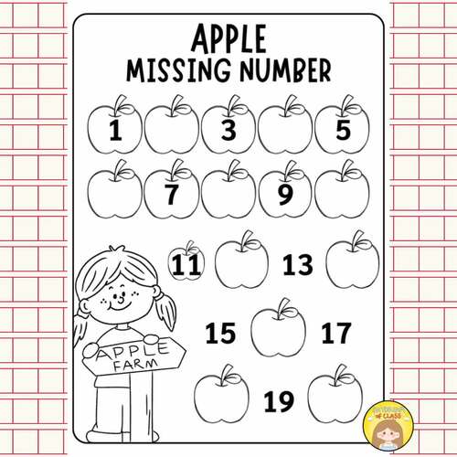 Fall Apple Missing Numbers Fun Math Activity |Writing Numbers to 20
