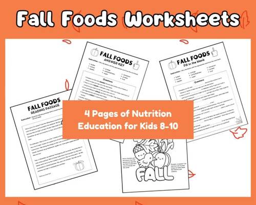 Fall Worksheets for Kids | Nutrition, Macronutrients, Vitamins, and ...