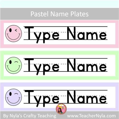 Pastel Themed Name Plates - Editable by Nyla's Crafty Teaching | TPT