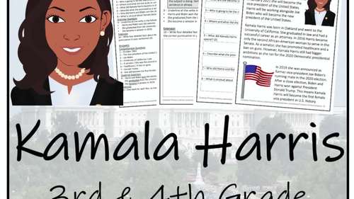 Kamala Harris Close Reading Comprehension Activity | 3rd Grade & 4th Grade