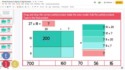 Area Model and Partial Product Multiplication (2-digit by 2-digit)