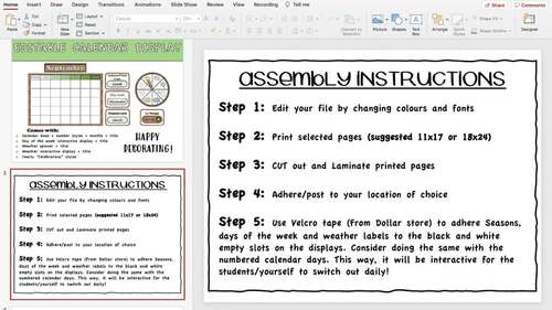 EDITABLE Class Calendar Display (French base but customizable to all ...