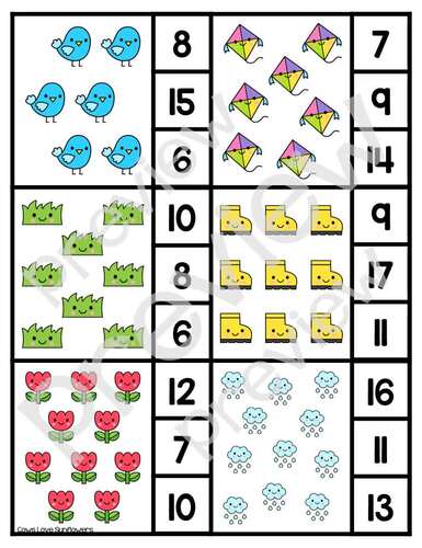 Spring Clip Cards - One to One Counting Numbers 0 to 20 With Practice ...