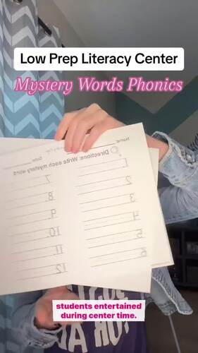 Phonics Mystery Word Center! No Prep CVC Words and Digraphs, Short Vowels