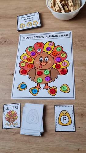 Thanksgiving Alphabet Hunt & Clip Cards | Turkey ABC Activity | Cover ...