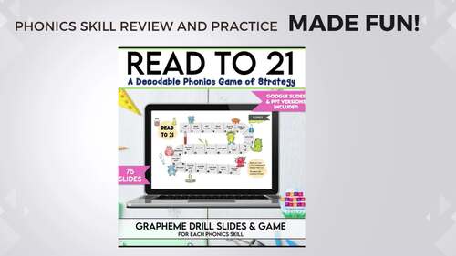 Read to 21 - DIGITAL - Decodable Phonics Fluency Game CVC-Vowel Teams