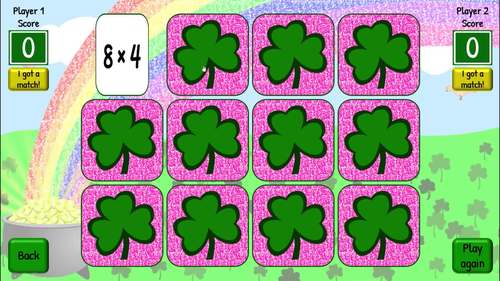 St Patricks Day Multiplication Facts for 8 Times Table Activity ...