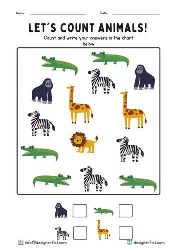 Autism Let's Count Animals Worksheet For Childs by Inclusive Learning ...