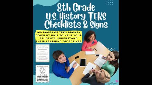US History 8th Grade TEKS Checklists and Signs by HistoTeam | TPT
