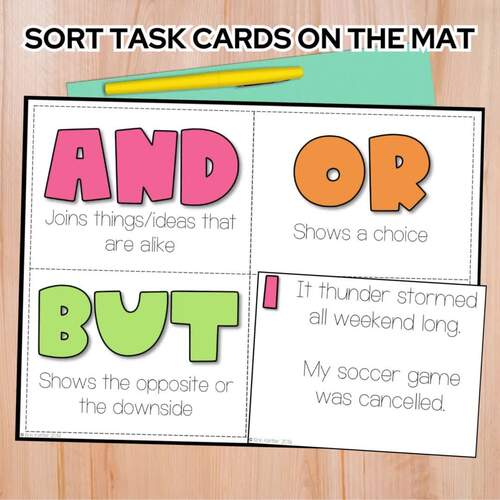 Combining Sentences Task Cards | Coordinating Conjunctions Grammar Activity