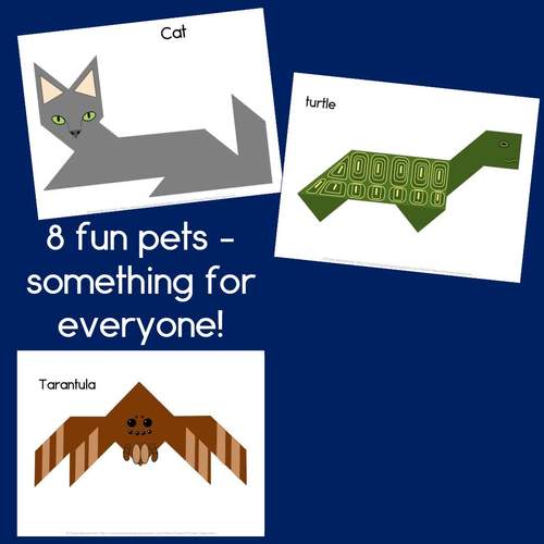 Pet Printable & Digital Tangrams Congruent 2D Shapes Math Puzzles Brain ...
