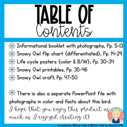 Arctic Animals | Snowy Owl by Star Kids | TPT