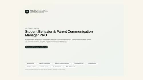 Student Behavior & Parent Communication Manager PRO | Teacher Tool
