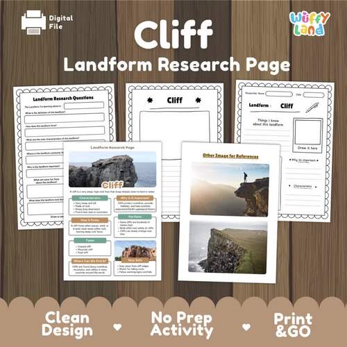 Cliff Landform Research Project | Coastal Geography Science Worksheet ...