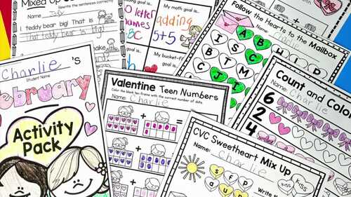 Kindergarten Valentine's Day Activities - February Worksheets - Math ...