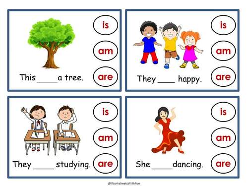 Helping and Linking Verbs, (Is, Am, Are) Verbs Cards, Grammar Activity ...